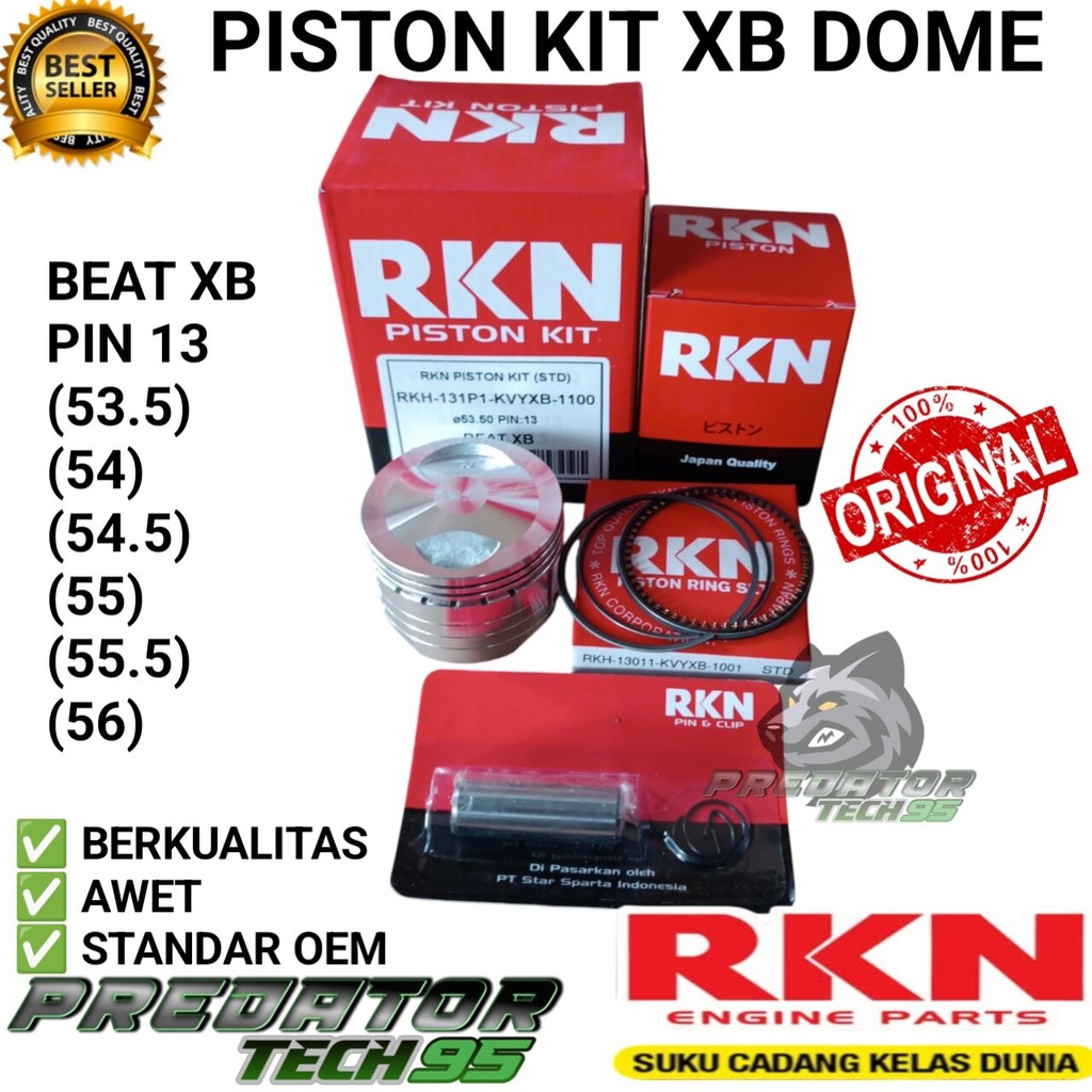 Jual PISTON KIT MOTOR BEAT XB PIN 13 DOME BORE UP RKN RIK RIKEN JAPAN ...