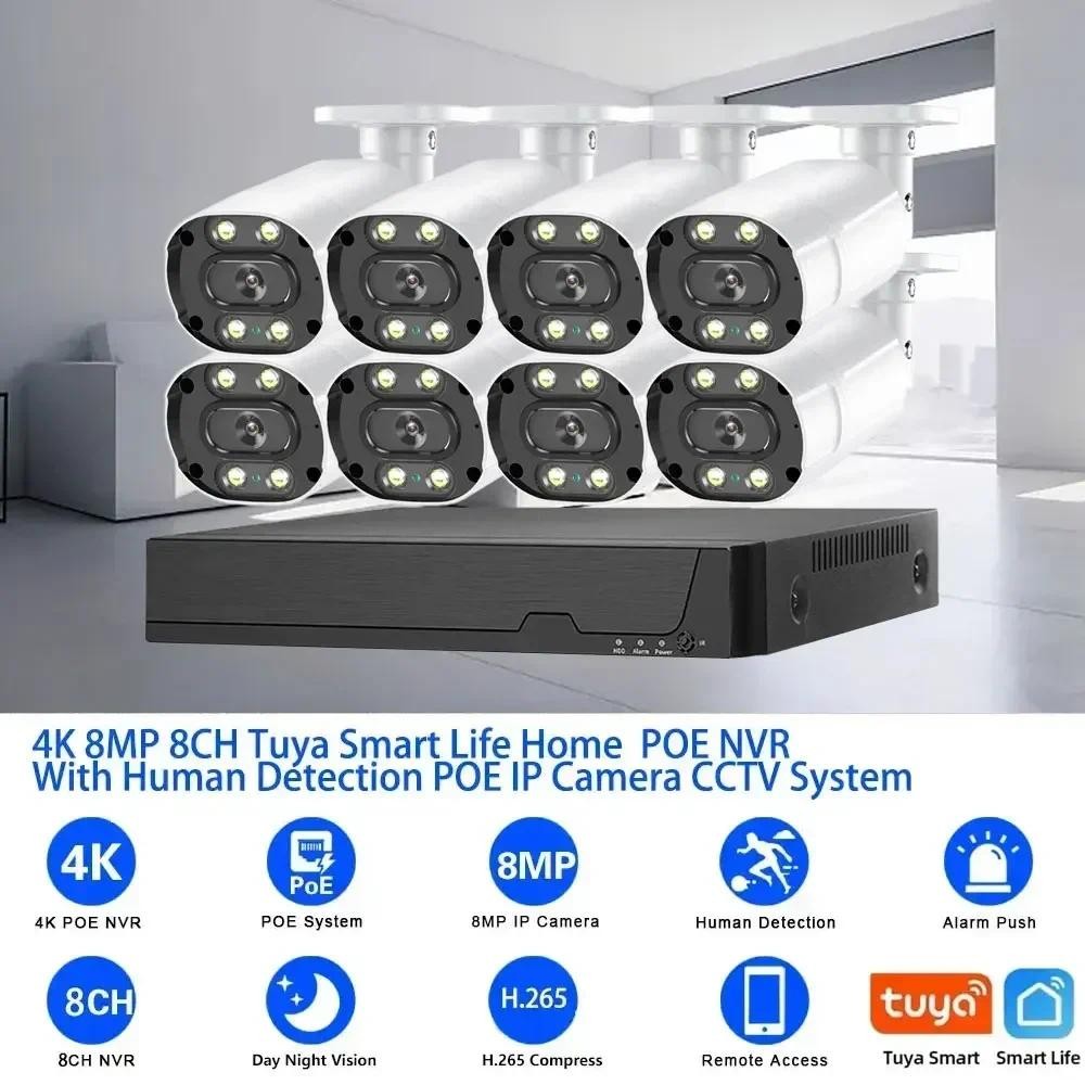 Jual Tuya HD 4K 8CH POE NVR Security Camera System Outdoor Audio 8MP ...