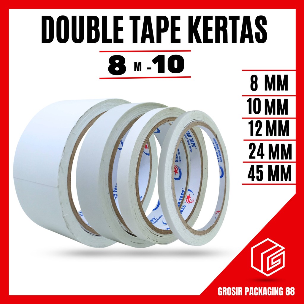Jual Double Tape Kertas 45mm 24mm 12mm 6mm – 11M Lakban Dobel Sided ...