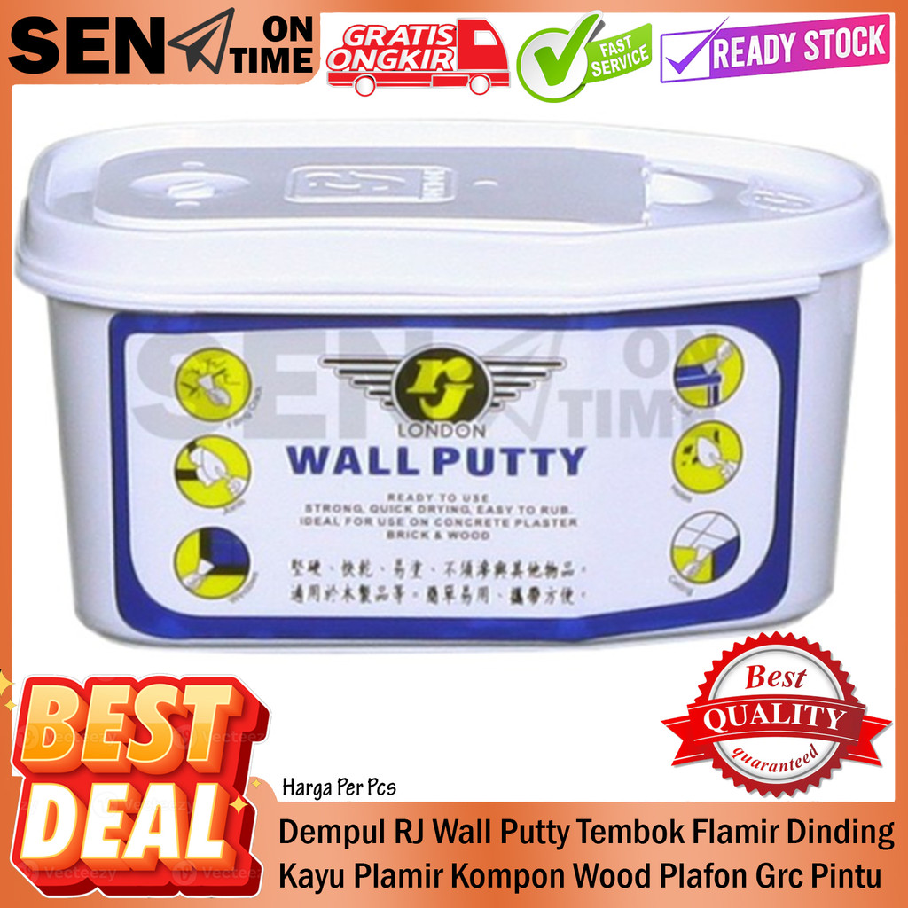 Jual Dempul RJ Wall Putty 500 Gr Gram Tembok Flamir Dinding Kayu Plamir ...