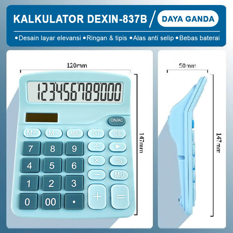 Jual Kalkulator Dexin DX-837B Makaron Jumbo Bertenaga Surya Kalkulator Warna Pastel Bergaya 12 ...
