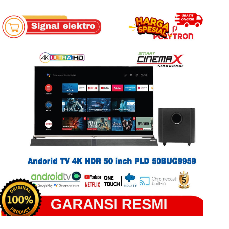 Jual Polytron GOOGLE TV 50 inch PLD 50BUG9959 | Cinemax Soundbar ...