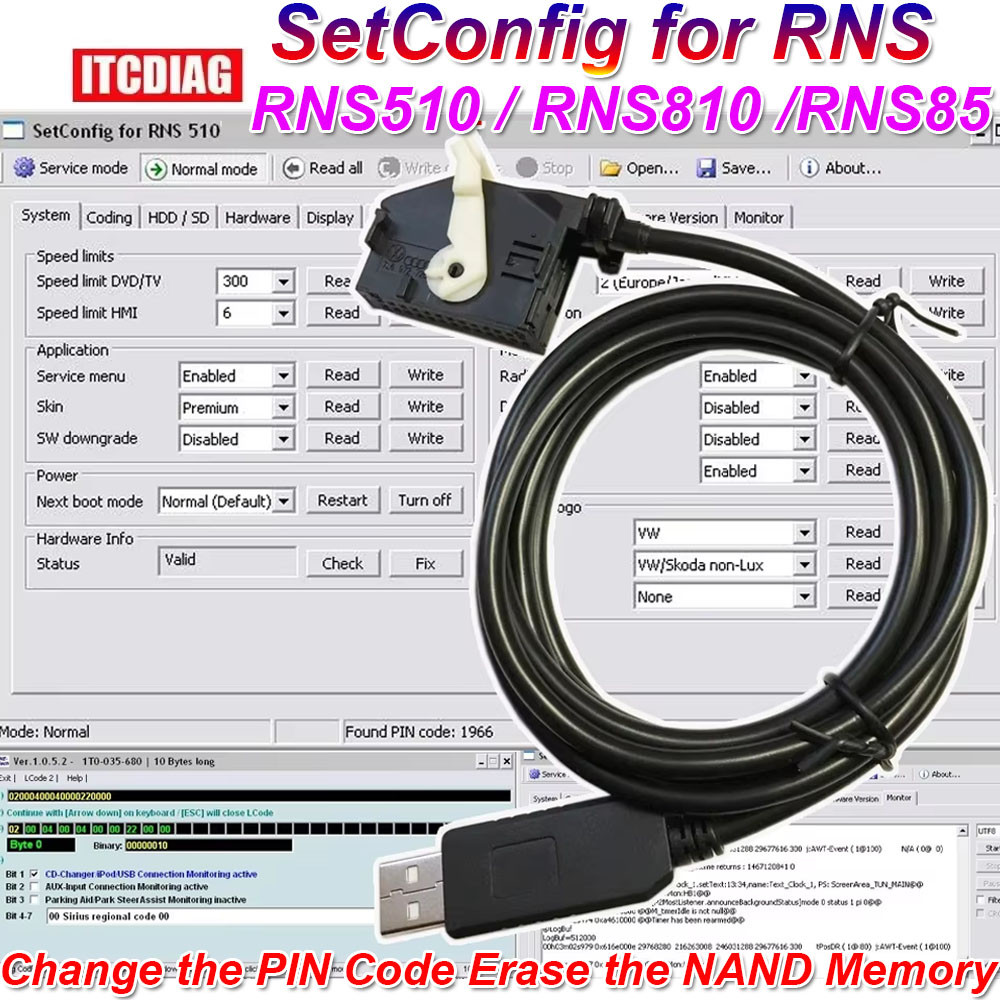 Jual SetConfig 2.8.1 & 2.5.1Obd2 Scanner for RNS Identify RNS510 RNS810 ...