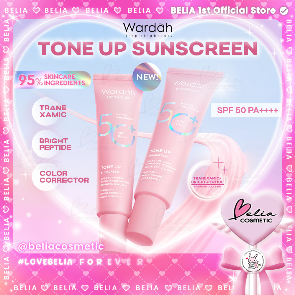 Jual BELIA WARDAH UV Shield Tone Up Sunscreen SPF 50+ PA+++ | Physical Sunscreen Wajah Make Up ...