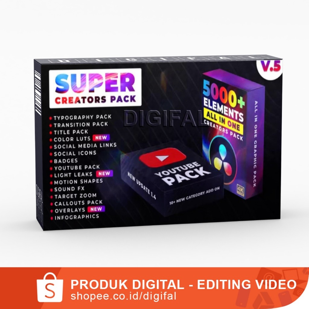 Jual Davinci Resolve - Super Creators Pack (5000+ Elements) New Update ...