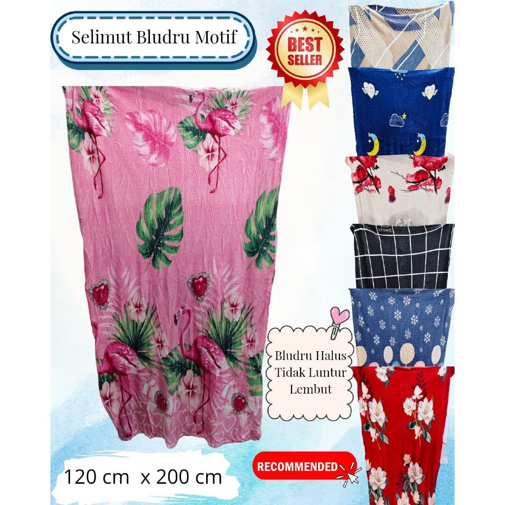 Jual SELIMUT DEWASA 120 x 200 cm BAHAN BLUDRU MOTIF BUNGA BONEKA ...