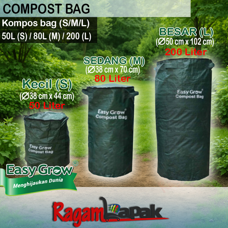 Jual (RLS) Compost Bag Besar 200 Liter Hijau Easy Grow Original Kantong Kompos 200 Liter ...