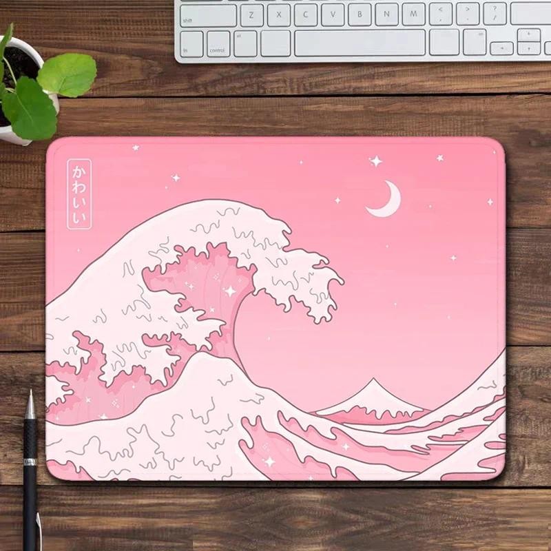 Jual Wave Desk Mat Kawaii Pink Mousepad Cute Pastel Japanese Anime ...