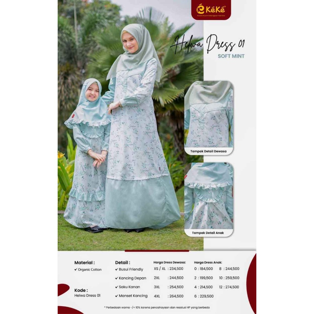 Jual KEKE GAMIS DEWASA HELWA DRESS 01 SOFT MINT | Shopee Indonesia
