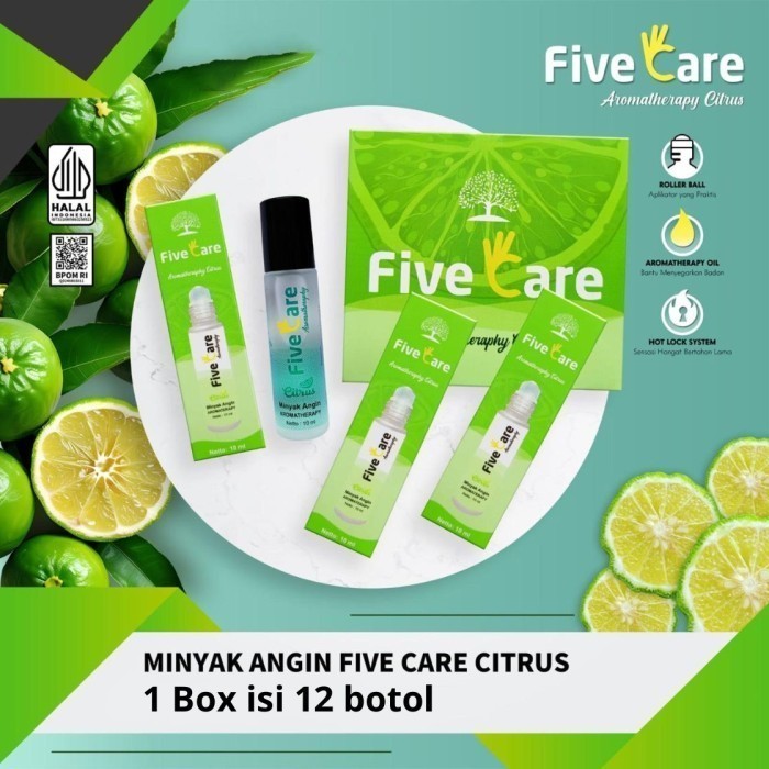 Jual FiveCare Citrus 1Box (isi 12 botol) - Minyak Angin Aromaterapi ...
