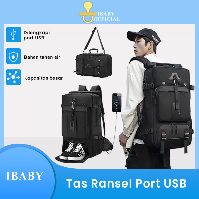 Jual Travel Tas Laptop Backpack with USB Port Waterproof and Shoe Compartment/Tas Travelling ...