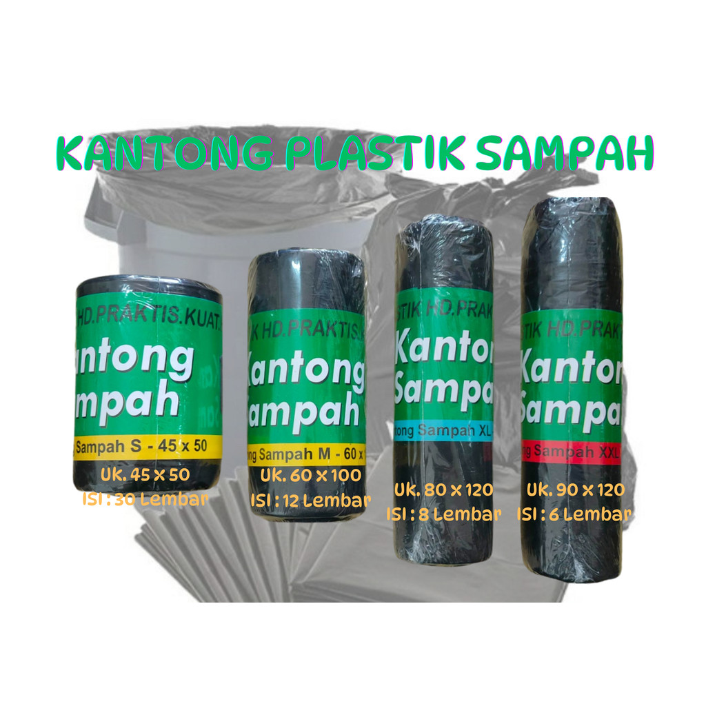 Jual Kantong Plastik Sampah Hitam HD Per 1 Pack | Trash Bag 4 Ukuran ( 45x50, 60x100, 80x120 ...