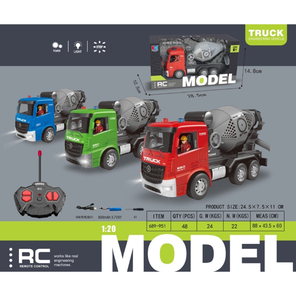 Jual GD75B Mainan RC Truk Molen - Remote Control Mixer Truck Konstruksi ...