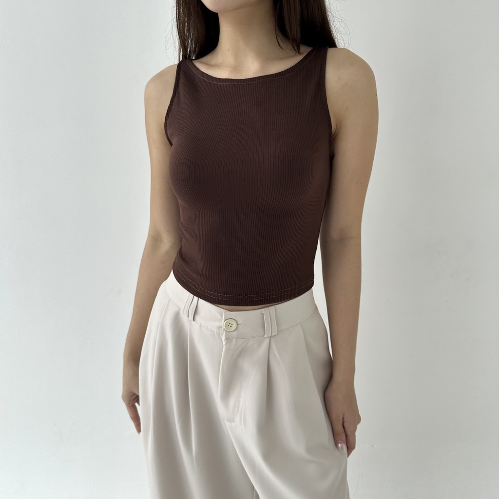 Jual ZEE TOP - Tanktop Ribbed Knit Wanita Remaja | Crop Top Korean ...