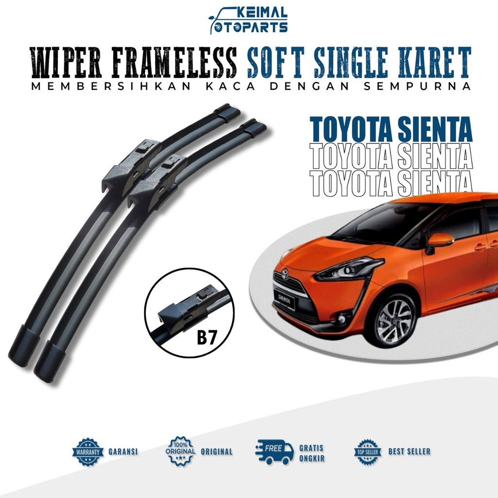 Jual Wiper Soft Toyota Sienta Frameless Model Karet Single Blade 1 Set ...