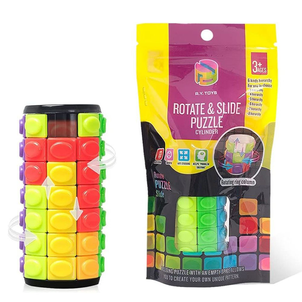 Jual Magic Cube Puzzle 3D Cylinder Puzzle Rotate Fidget Toy Multi-Layer ...