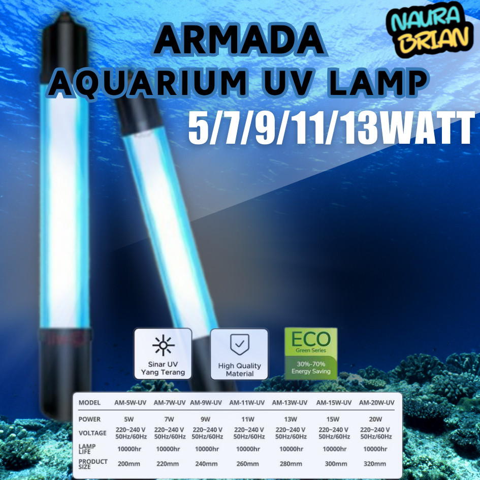 Jual LAMPU UV AQUARIUM KOLAM ARMADA STERILISASI ALGAE UV 5/7/9/11/13 WATT | Shopee Indonesia