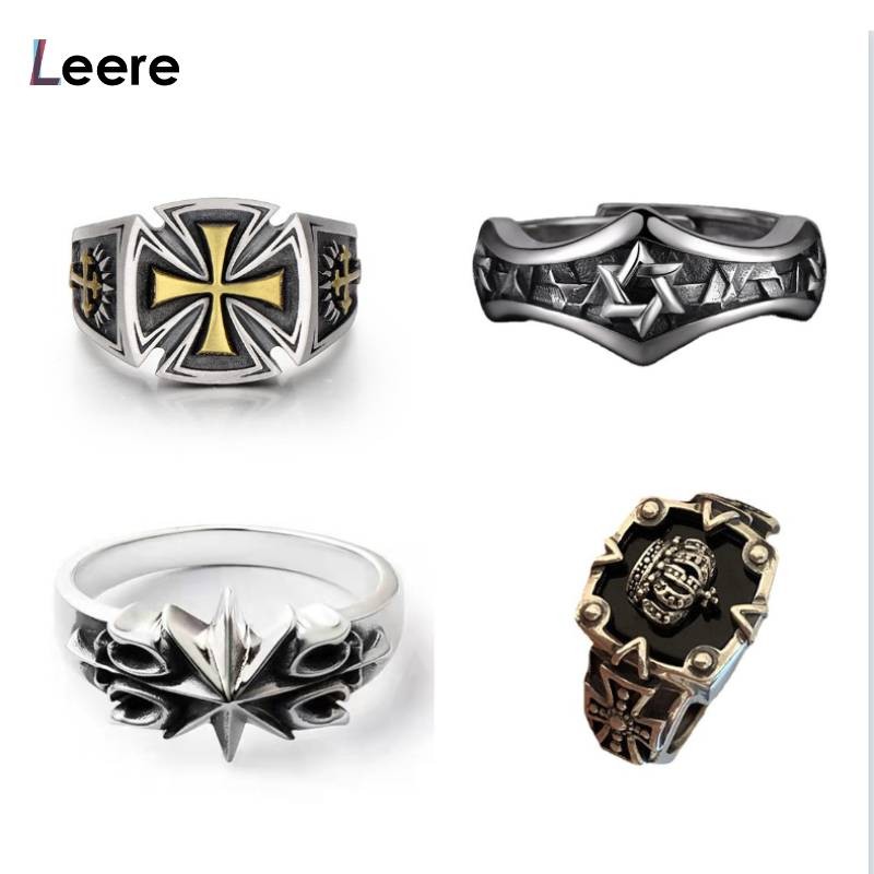 Jual LEERE -Cincin Titanium Wanita Retro Silang Cincin Pria Hip Hop ...