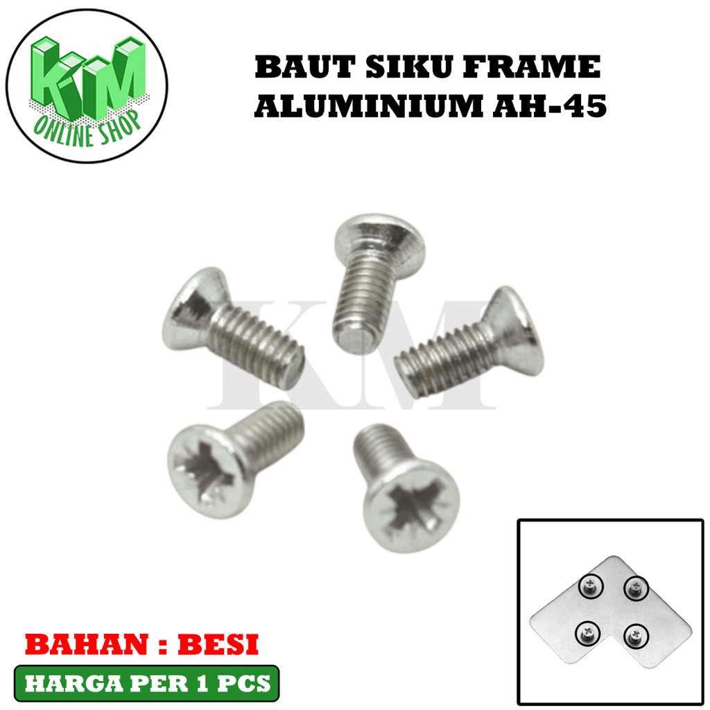 Jual Baut Siku Besi Frame Alumunium Profile AH 45 Skrup | Shopee Indonesia