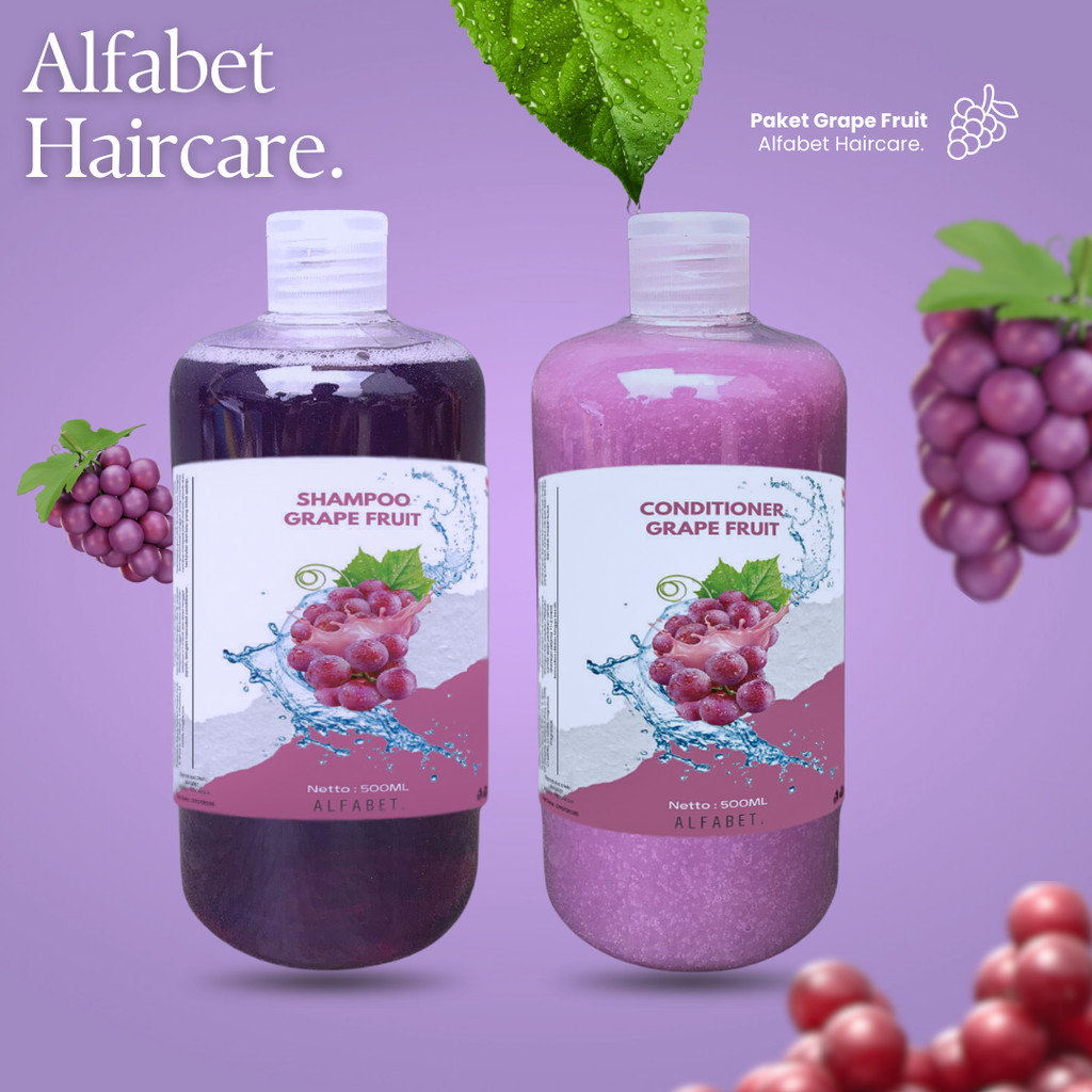Jual Paket Shampo + Conditioner Grape Fruit 500ML - Alfabet paket sampo ...