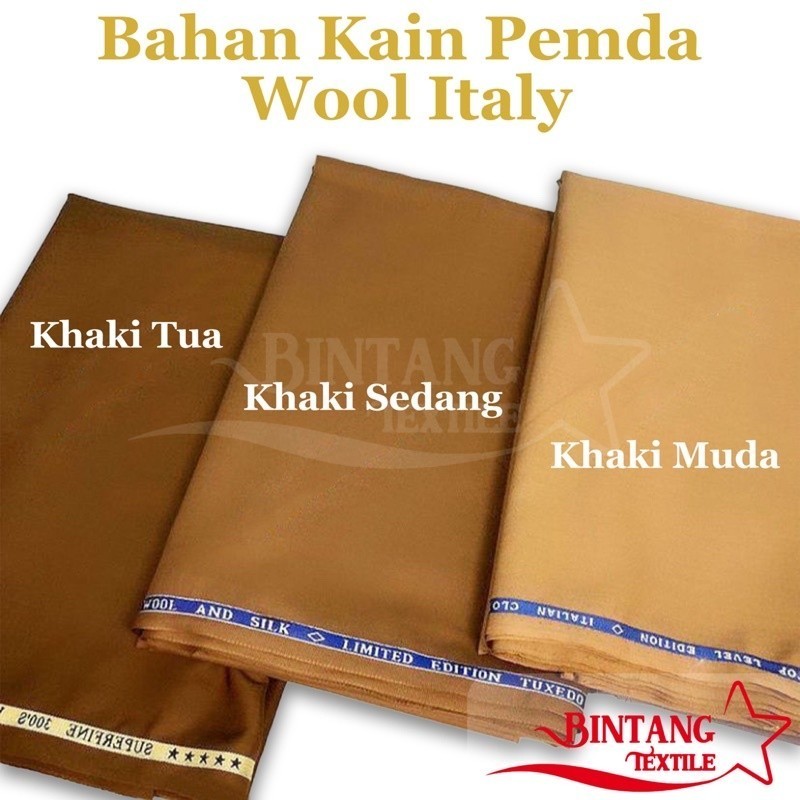 Jual Kain Pemda KHAKI PNS PDH ASN Super Premium bahan Setelan baju Wool ...