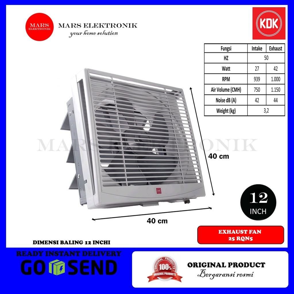Jual EXHAUST FAN KDK 30RQN5 / 12 INCHI / WALL FAN / DINGING / 30 RQN5 ...