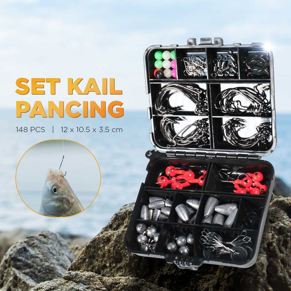 Jual Set Kail Pancing Fishing Hook Tackle Box Set 148 PCS - JY07 ...