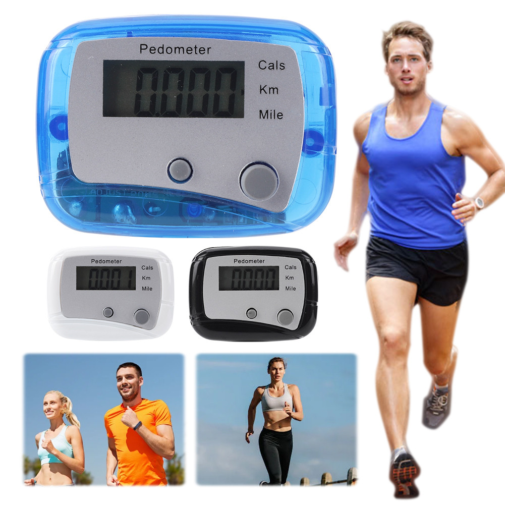 Jual Walking Pedometer Clip On Step Counter Mile Kilometer Calorie ...