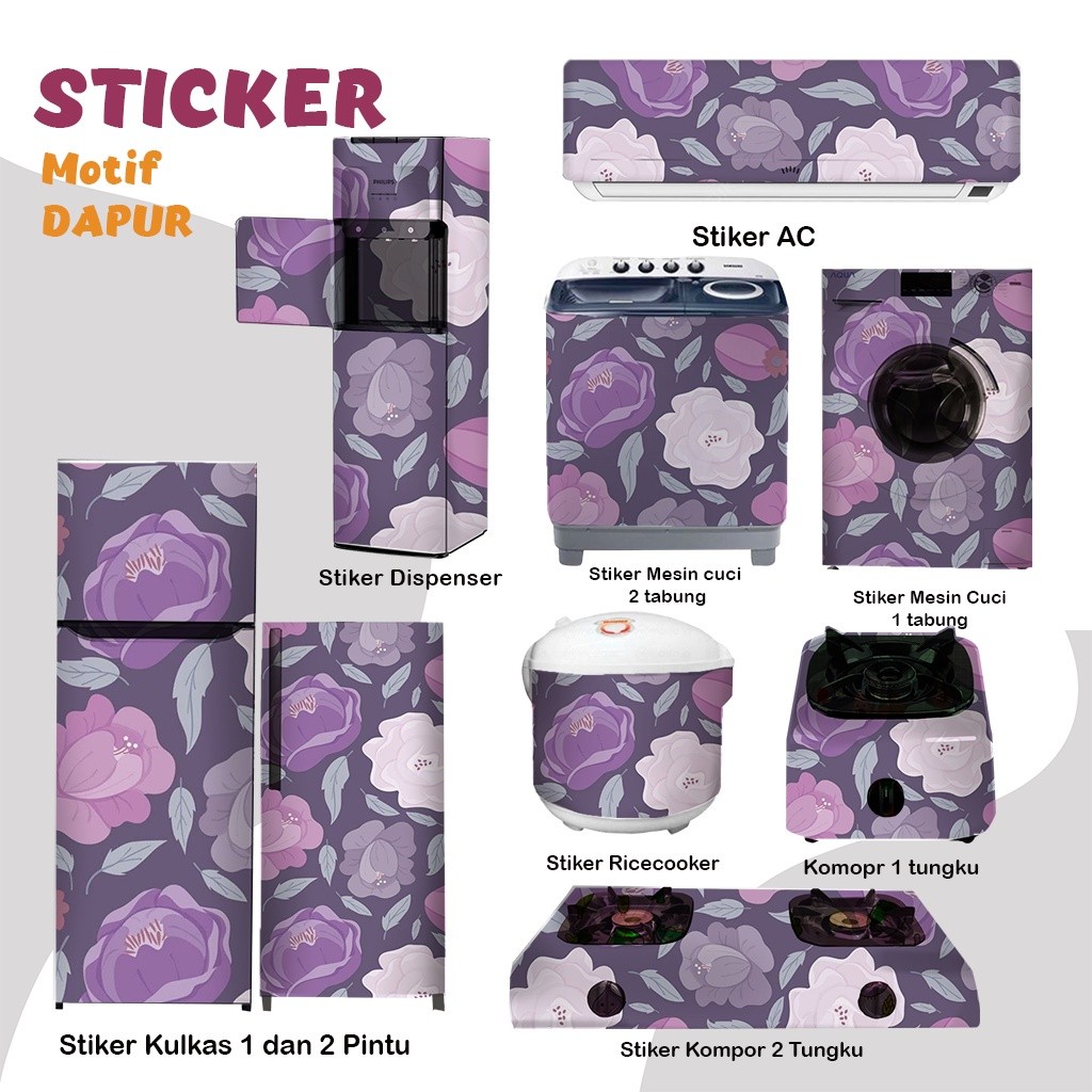 Jual Dekorasi Dapur Stiker kulkas kompor mesin cuci 1 2 pintu tabung ...