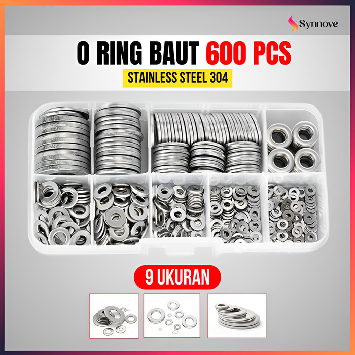 Jual Ring Plat SET 600 Pcs Stainless Steel Ring Baut O Ring Set Washer Flat Gasket Nut Baut Mur ...