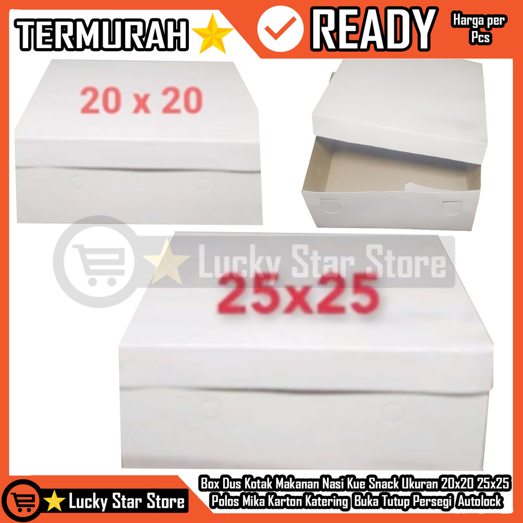 Jual Box Dus Kotak Makanan Nasi Kue Snack Ukuran 20x20 25x25 Polos ...
