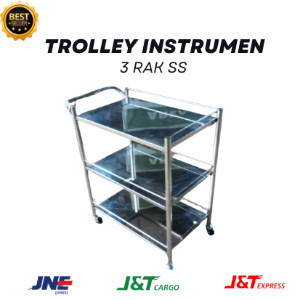 Jual TROLLEY INSTRUMEN 3 RAK STAINLESS || TROLI 2 LACI || TROLI 3 SUSUN ...
