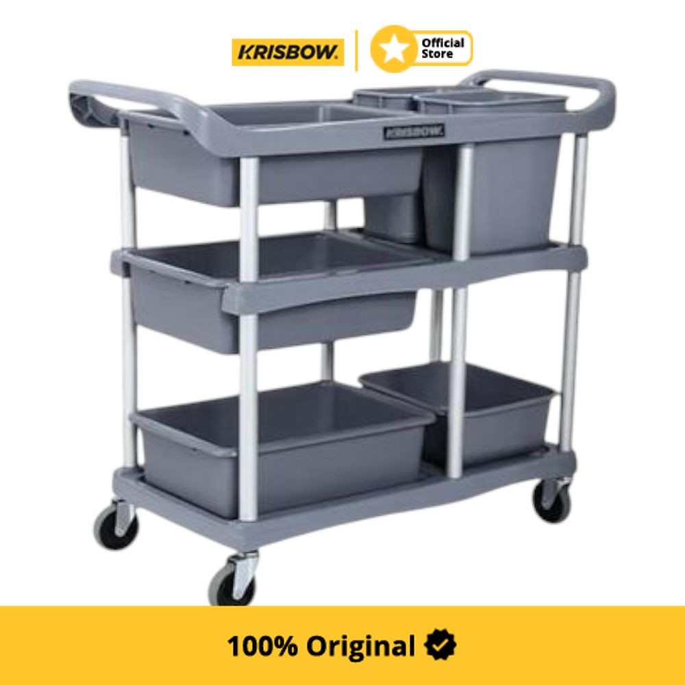 Jual Krisbow Ukuran L Troli Kebersihan 3 Tingkat - Abu-Abu Cleaning ...