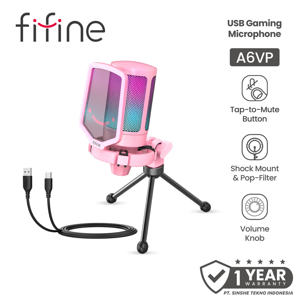 Jual FIFINE AmpliGame A6V USB Microphone with Volume Dial Mute Button ...