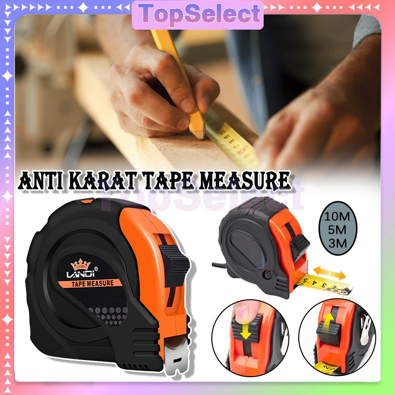 Jual Anti Karat 3M /5M /10M Tukang Bangunan Roll / Anti Karat Auto Lock Meter Tape Measuring ...