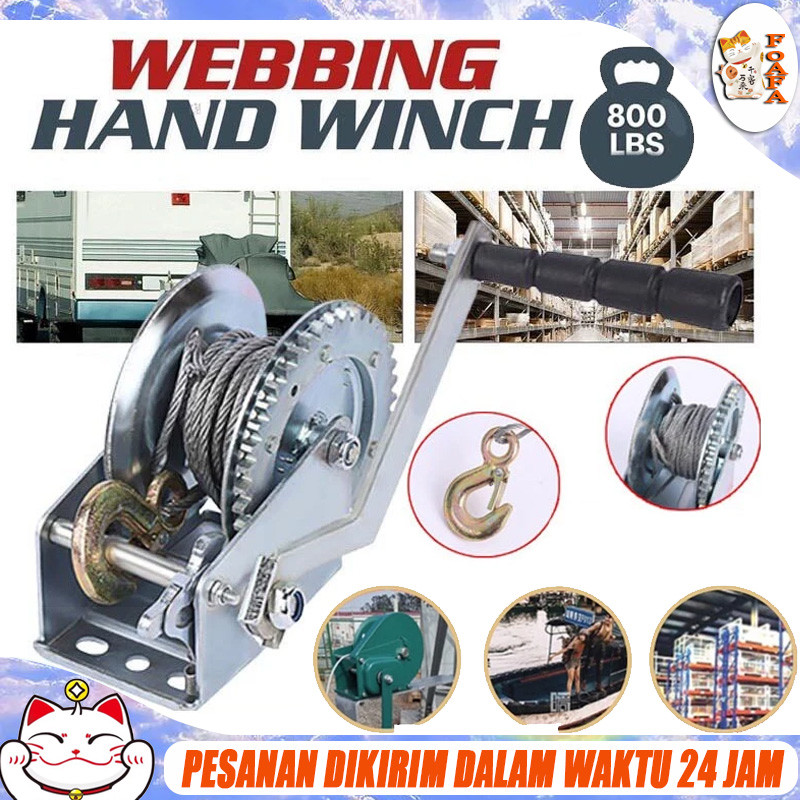 Jual 800Lbs Mesin Derak Manual Tangan Hand winch manual Boat winch 8M ...