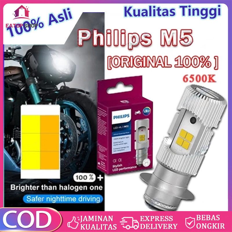 Jual Lampu Depan Motor LED PHILIPS M5 6500K 12 Volt 6 Watt LED 2 Sisi Wajib Arus DC ORIGINAL ...