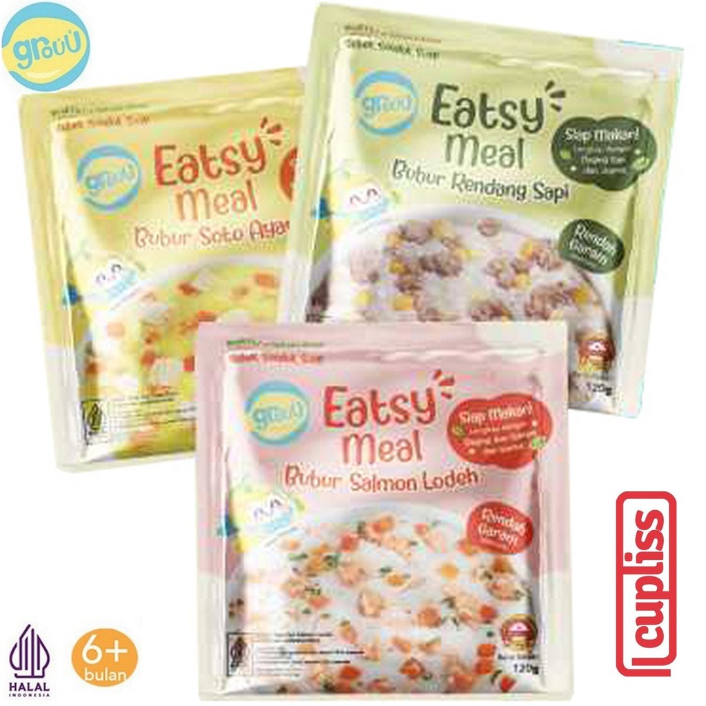 Jual GROUU Eatsy Meal Bubur Bayi Siap Saji Instant MPASI Cemilan Anak 6+ | Shopee Indonesia