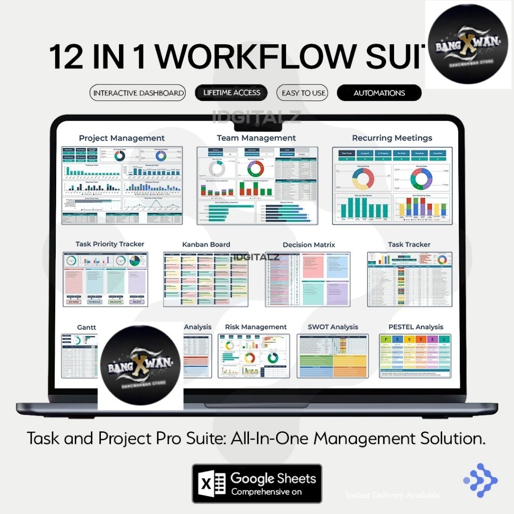 Jual [T0108] Ultimate 12in1 Workflow Suite PowerPack Dashboard Template Google Sheet Spreadsheet ...
