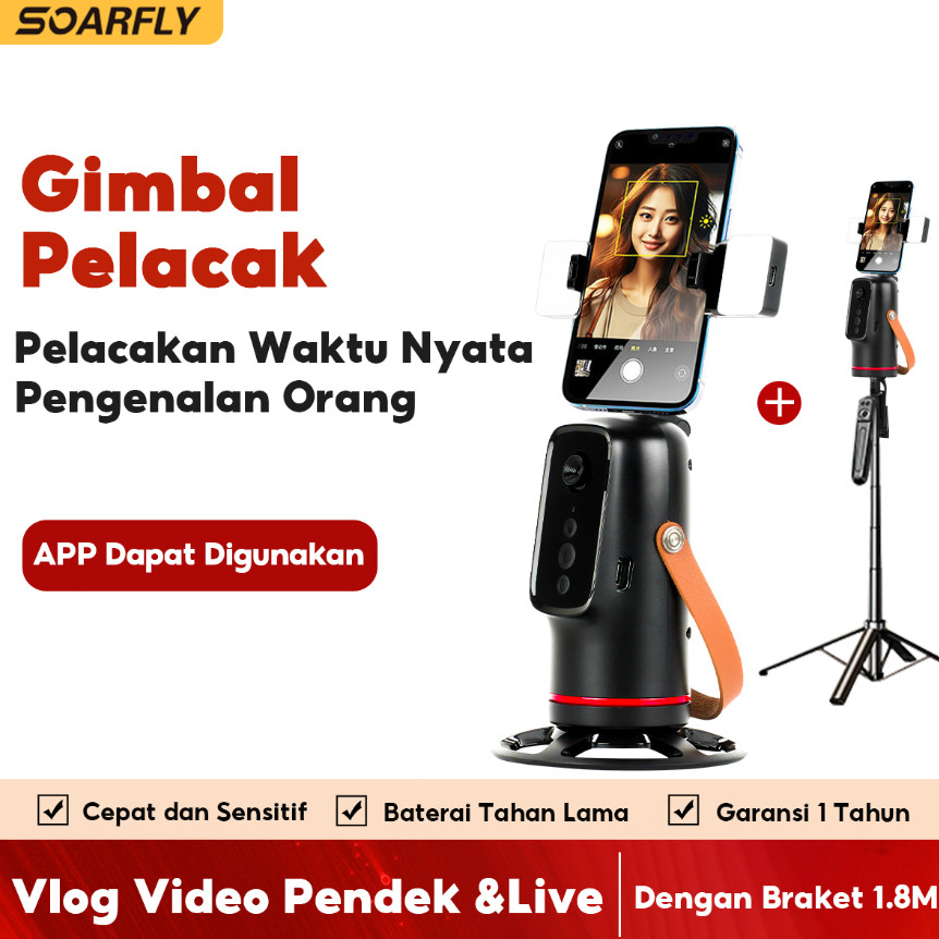 Jual Q03 Auto Face Tracking Gimbal Handphone Stabilizer 360° With Lampu ...