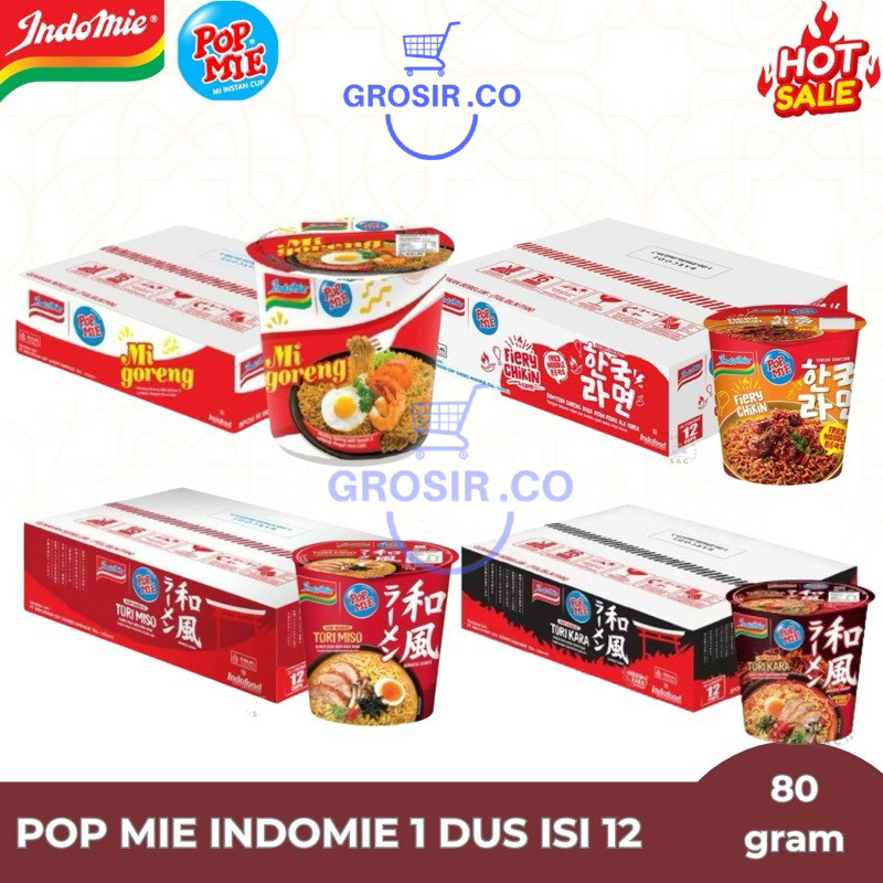 Jual Pop Mie Indomie Goreng Kemasan 1 Dus Isi 12 Cup All Varian Pop Mie ...