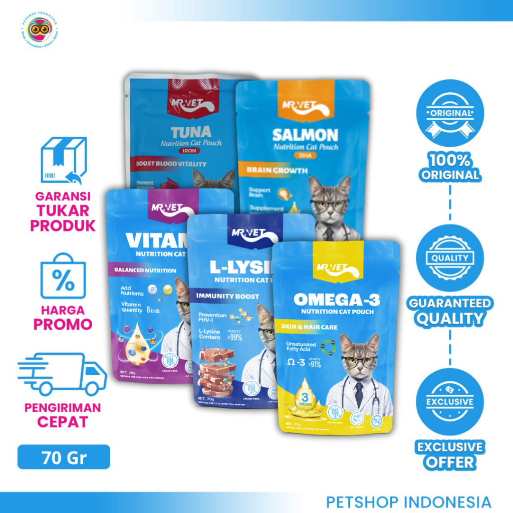 Jual MR.VET Pouch 70GR – Makanan Basah Kucing Nutrisi Lengkap | Shopee ...
