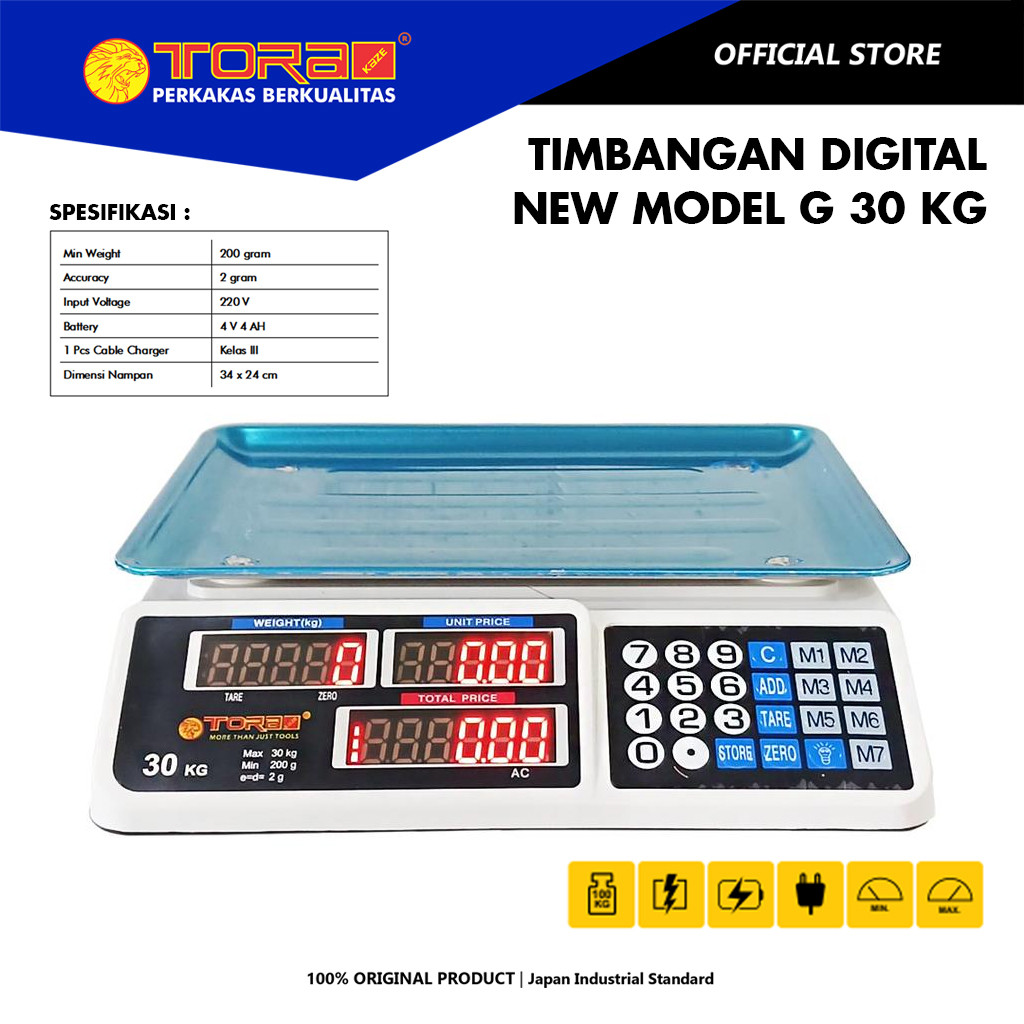 Jual TORA Timbangan Digital 30 Kg New Model G Putih - Timbangan Buah ...