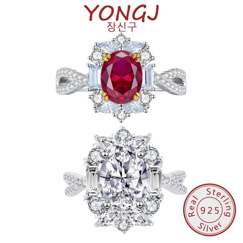 Jual Desain Mewah Oval Diamond 2 Carat Moissanite Cincin Emas Putih ...