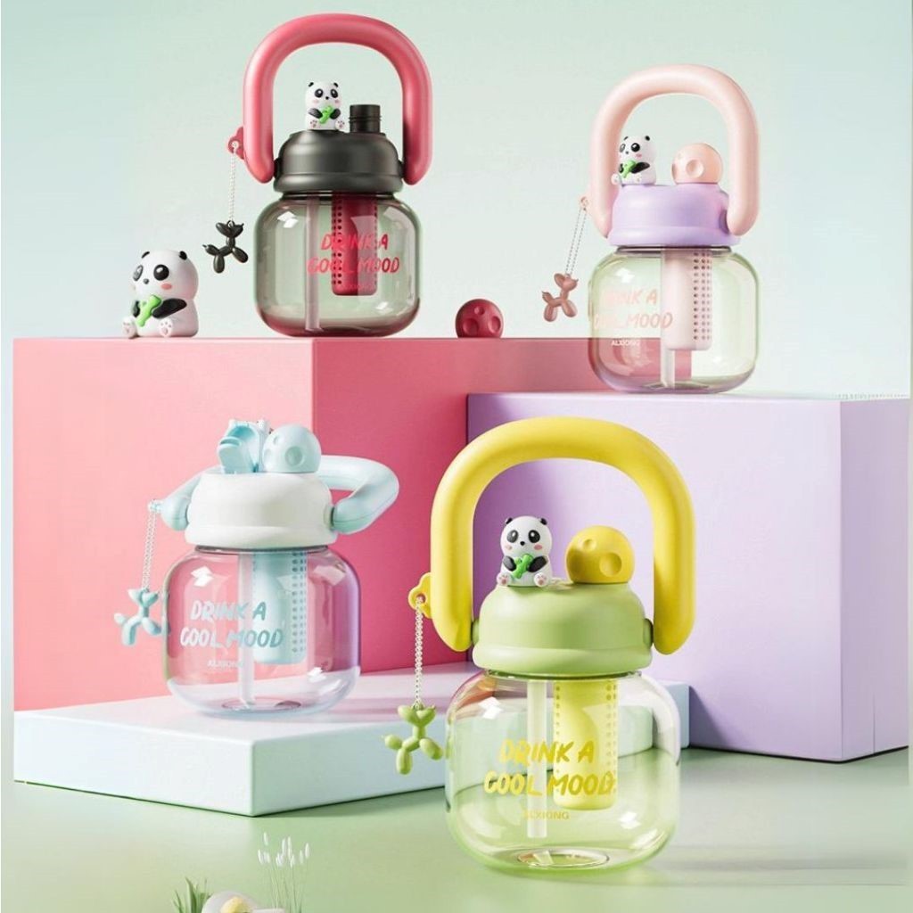 Jual Botol Air Minum Anak Bulat Panda LIN LIN Tritan Dua Cara Minum ...