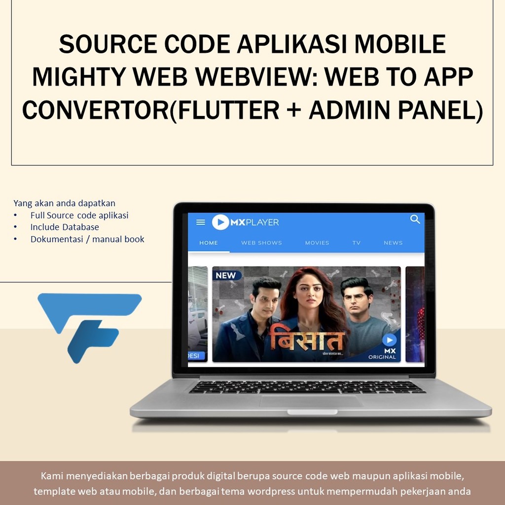 Jual SOURCE CODE APLIKASI MOBILE MIGHTY WEB WEBVIEW: WEB TO APP CONVERTOR(FLUTTER + ADMIN PANEL ...