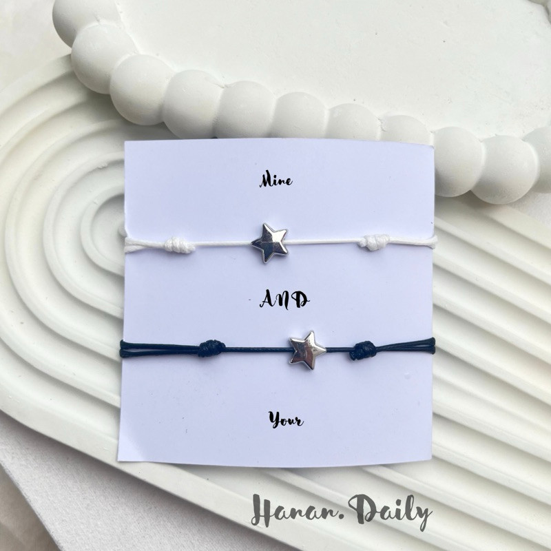 Jual 2pcs/SEPASANG GELANG COUPLE BINTANG SILVER HITAM PUTIH | Shopee ...