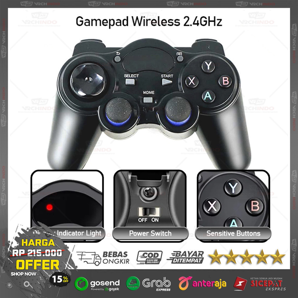 Jual Gamepad Wireless Stik Bluetooth 2.4GHz Joystick Smart TV / HP ...