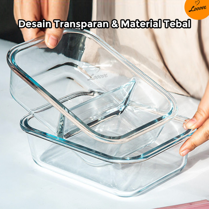 Jual Lunch Box Glass Wadah Makan / Kotak Bekal Kaca Kedap Air dan Udara ...