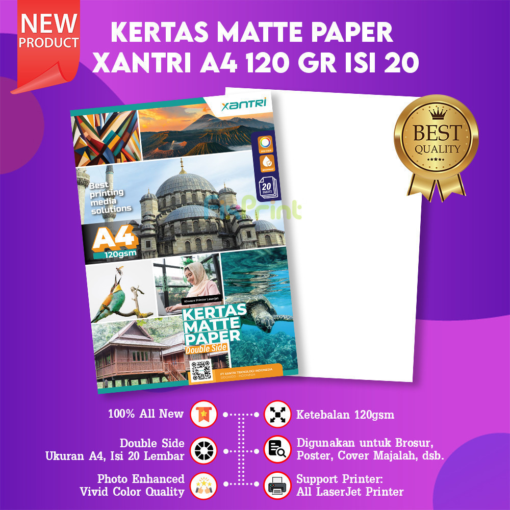 Jual FixPrint Kertas Matte Double Side A4 120gsm 50 sheets Photo Paper ...